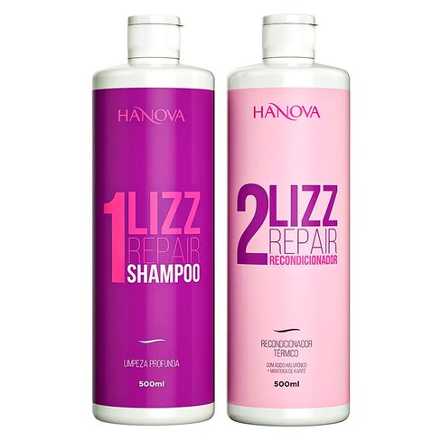 Kit Shampoo + Condicionador Escova Progressiva Hanova Lizz Repair 500ml ...